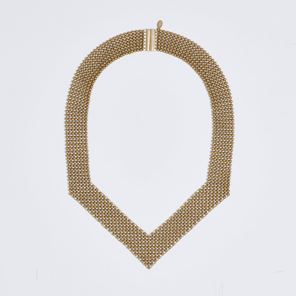 queen ball mesh brass necklace #1 – ronijewelry