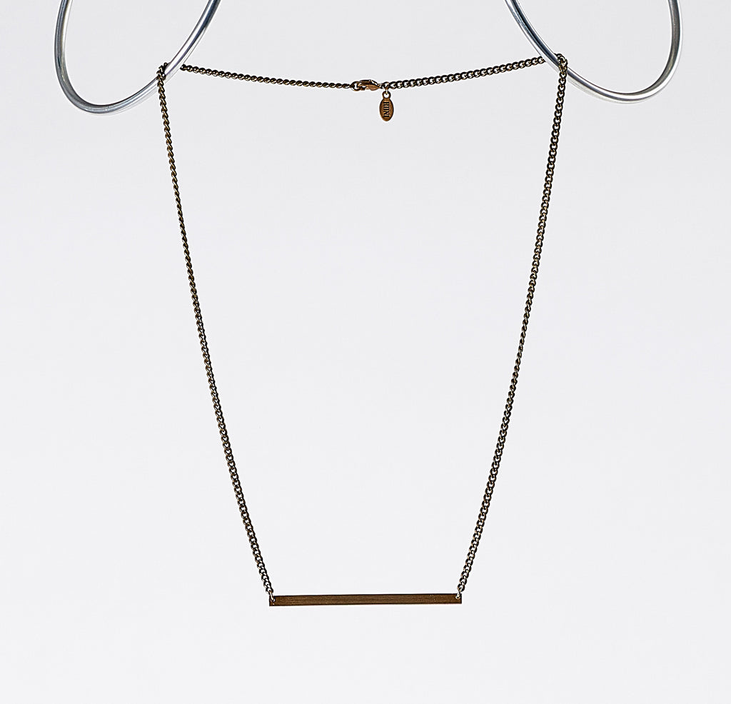 edgy beam horizontal brass necklace #1 – ronijewelry